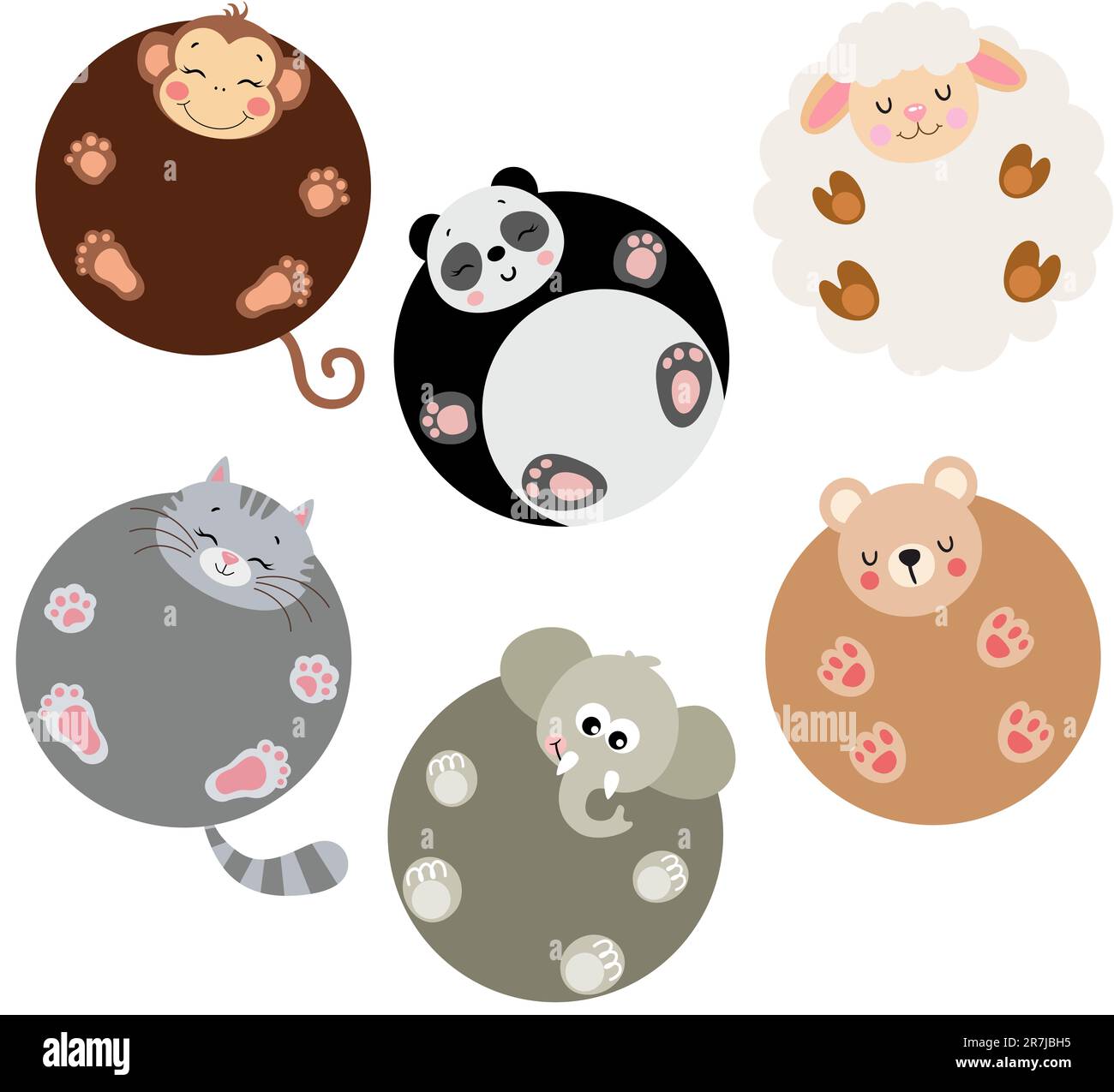 Set of digital elements with round animals Stock Photo - Alamy