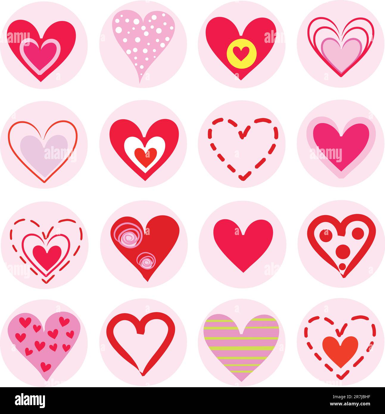 beautiful bright hearts in circle on white background Stock Vector ...