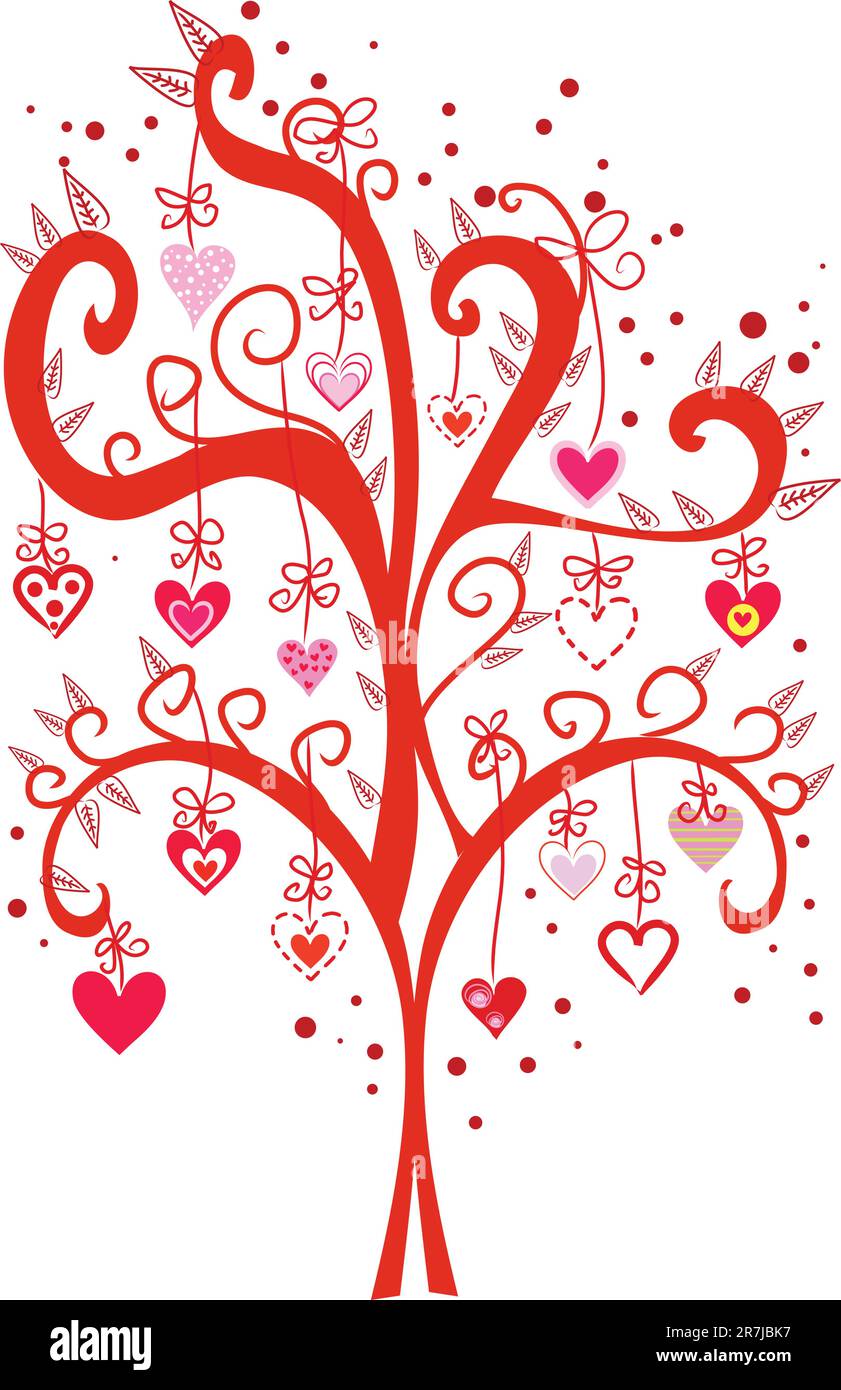 beautiful abstract heart tree on white background Stock Vector Image ...