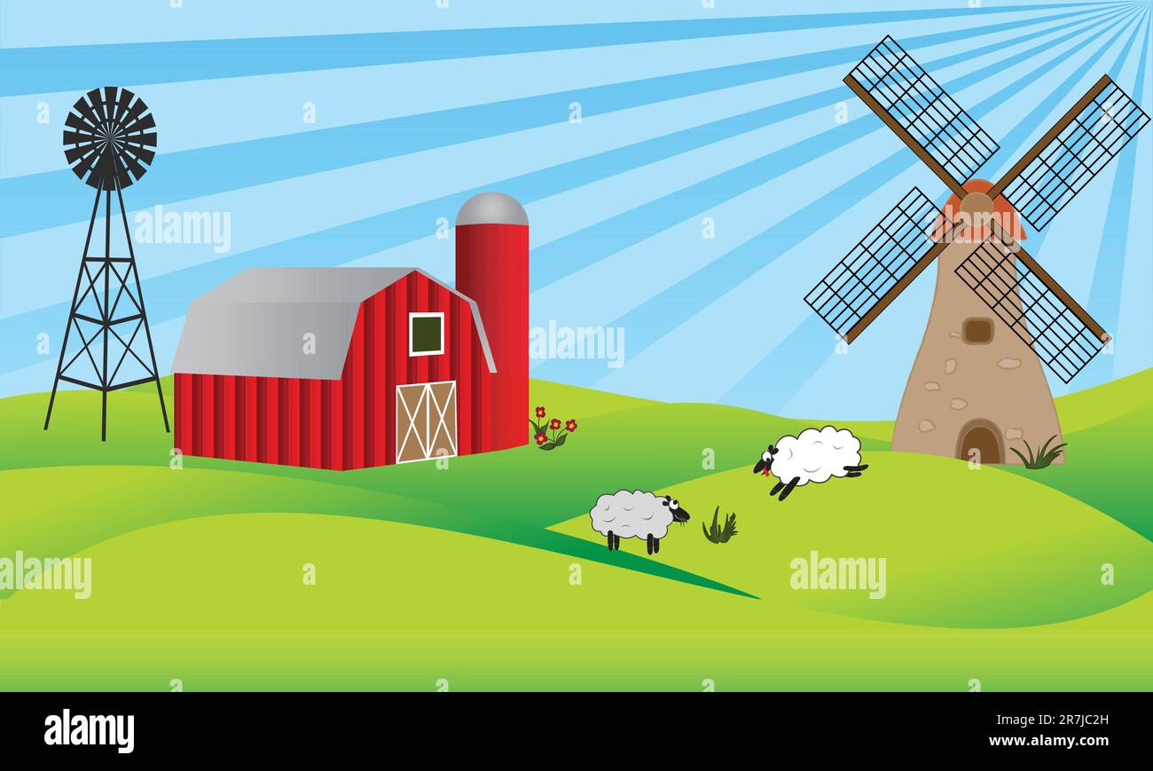 Green farmland Stock Vector Images - Alamy