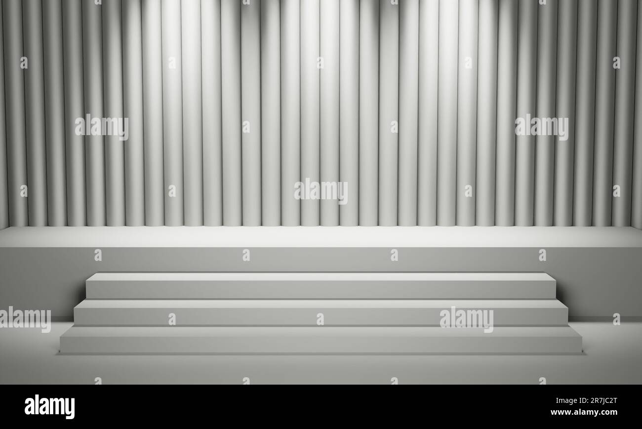 white stage on curtain background 3d rendering Stock Photo - Alamy