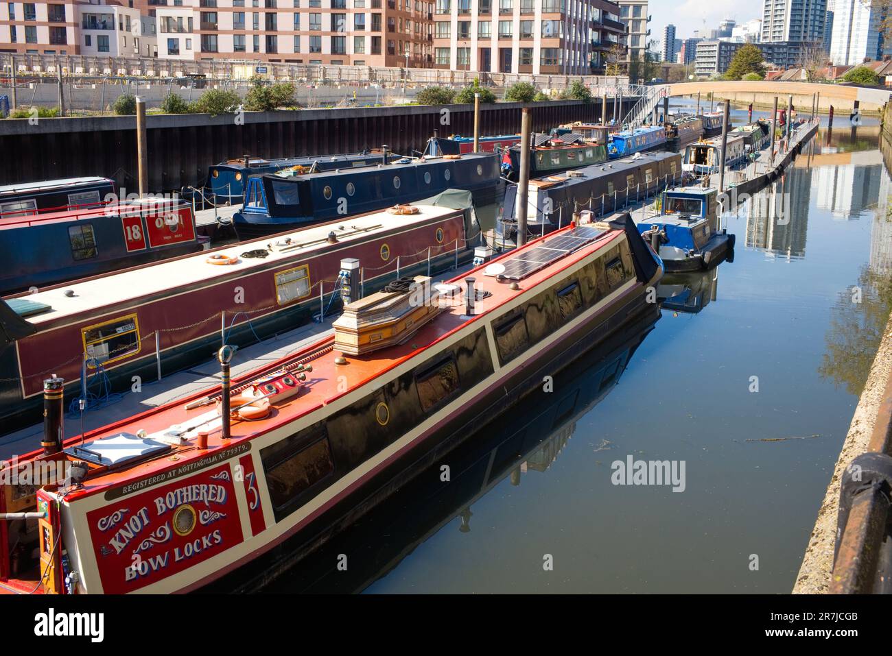 Small private residential marina at Three Mills near Stratford, London ...