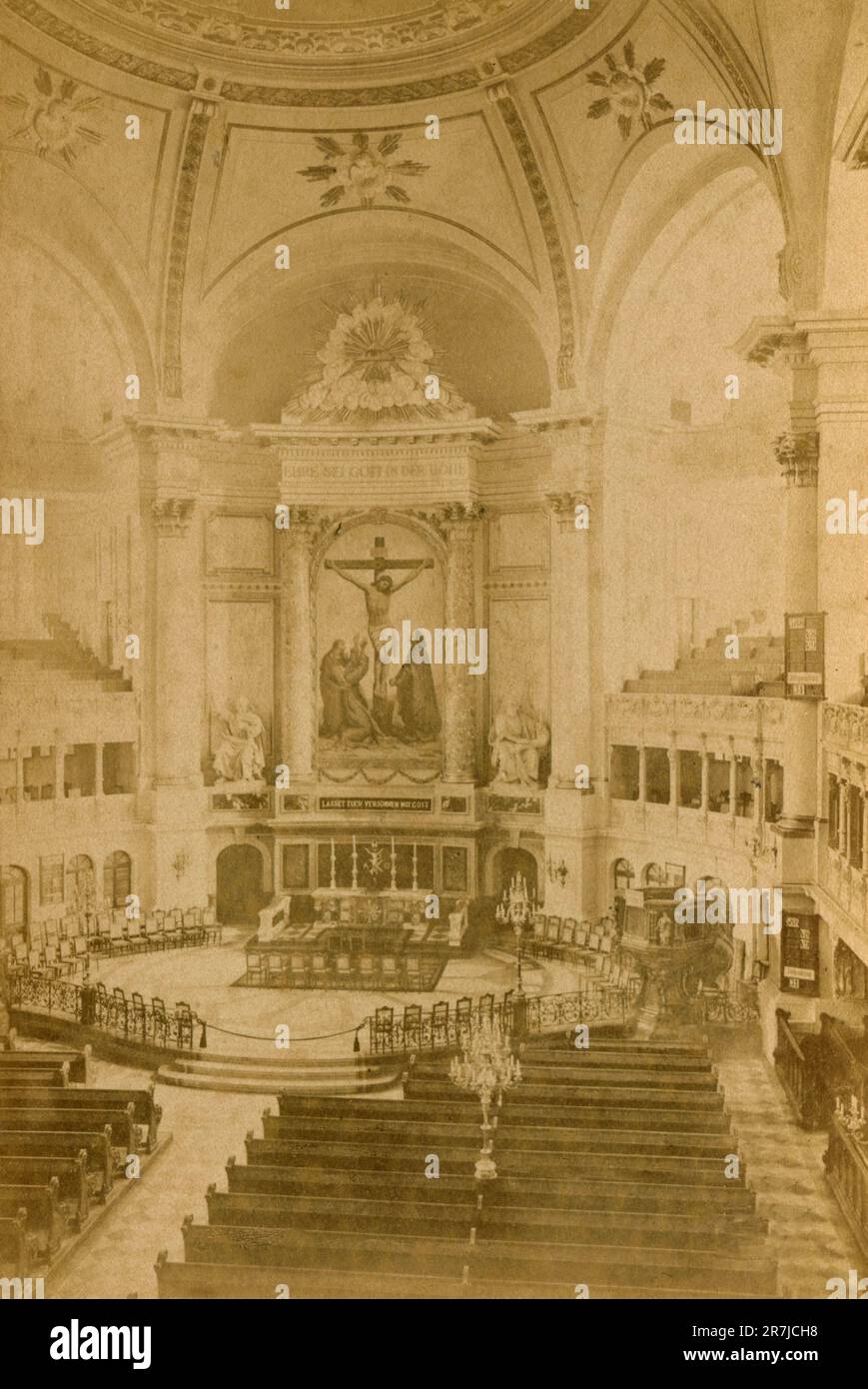 Inside view of the Holy Cross church, Dresden, Germany 1897 Stock Photo ...