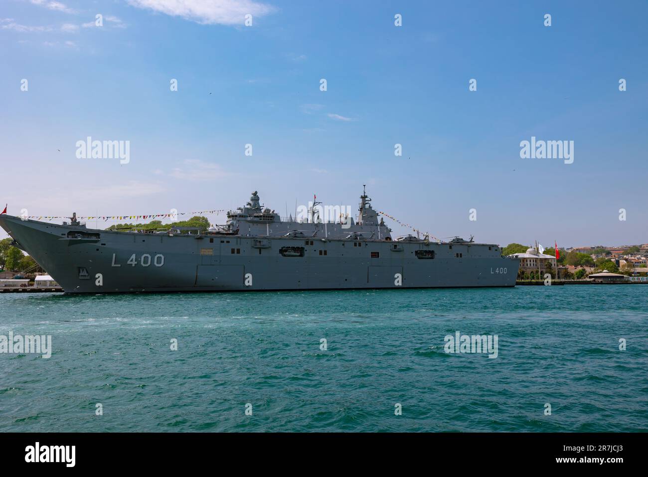 TCG Anadolu or L-400 ship of Turkish Naval Forces. Istanbul Turkiye - 5 ...