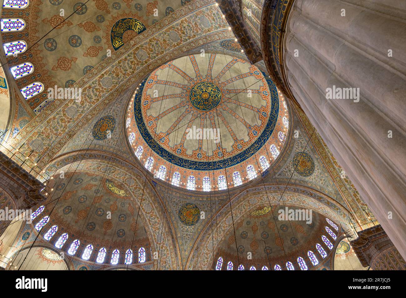 Interior of Blue Mosque or Sultanahmet Mosque. Ottoman architecture ...