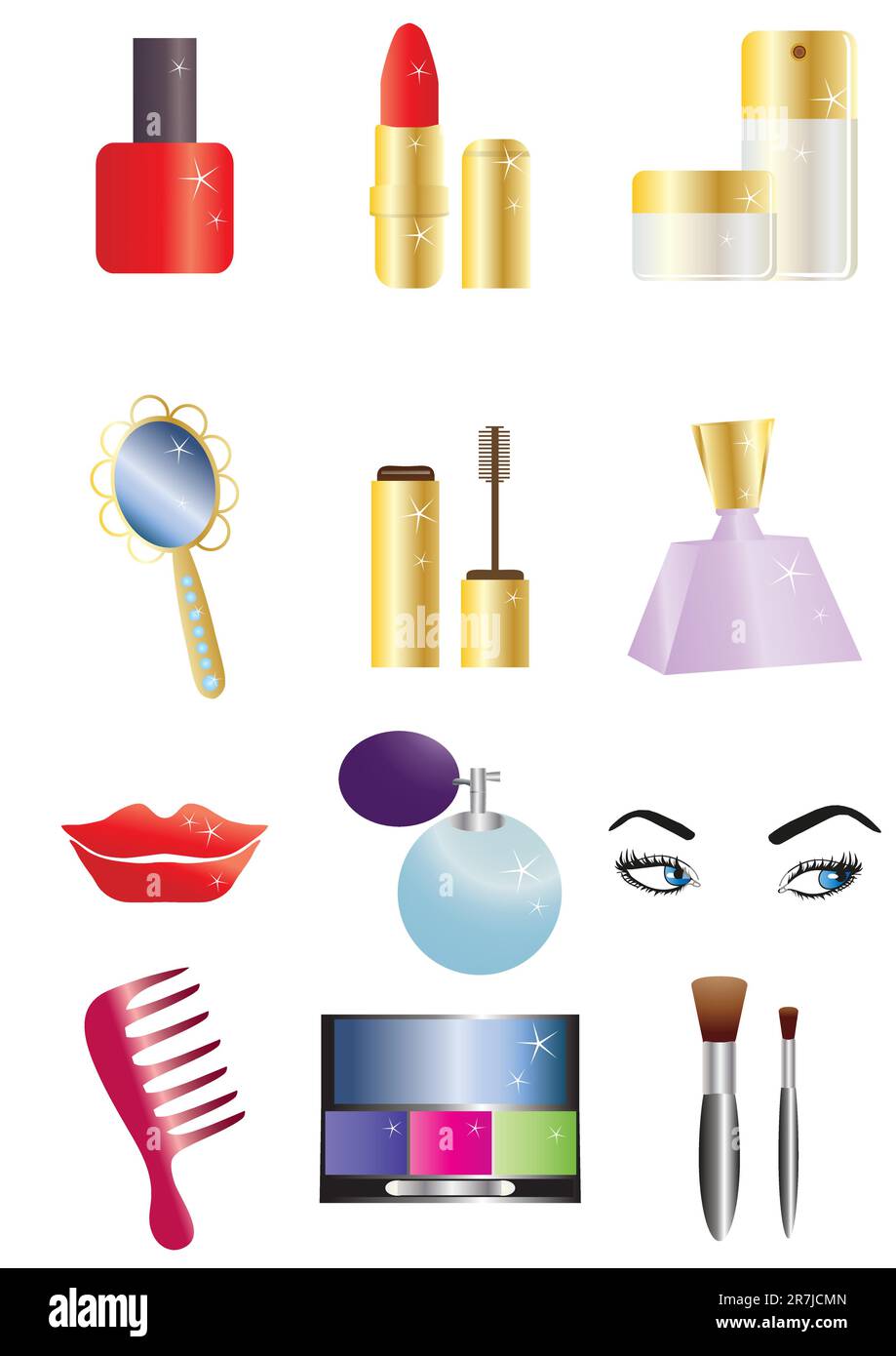 Vector illustration of beauty stickers on a white background Stock ...