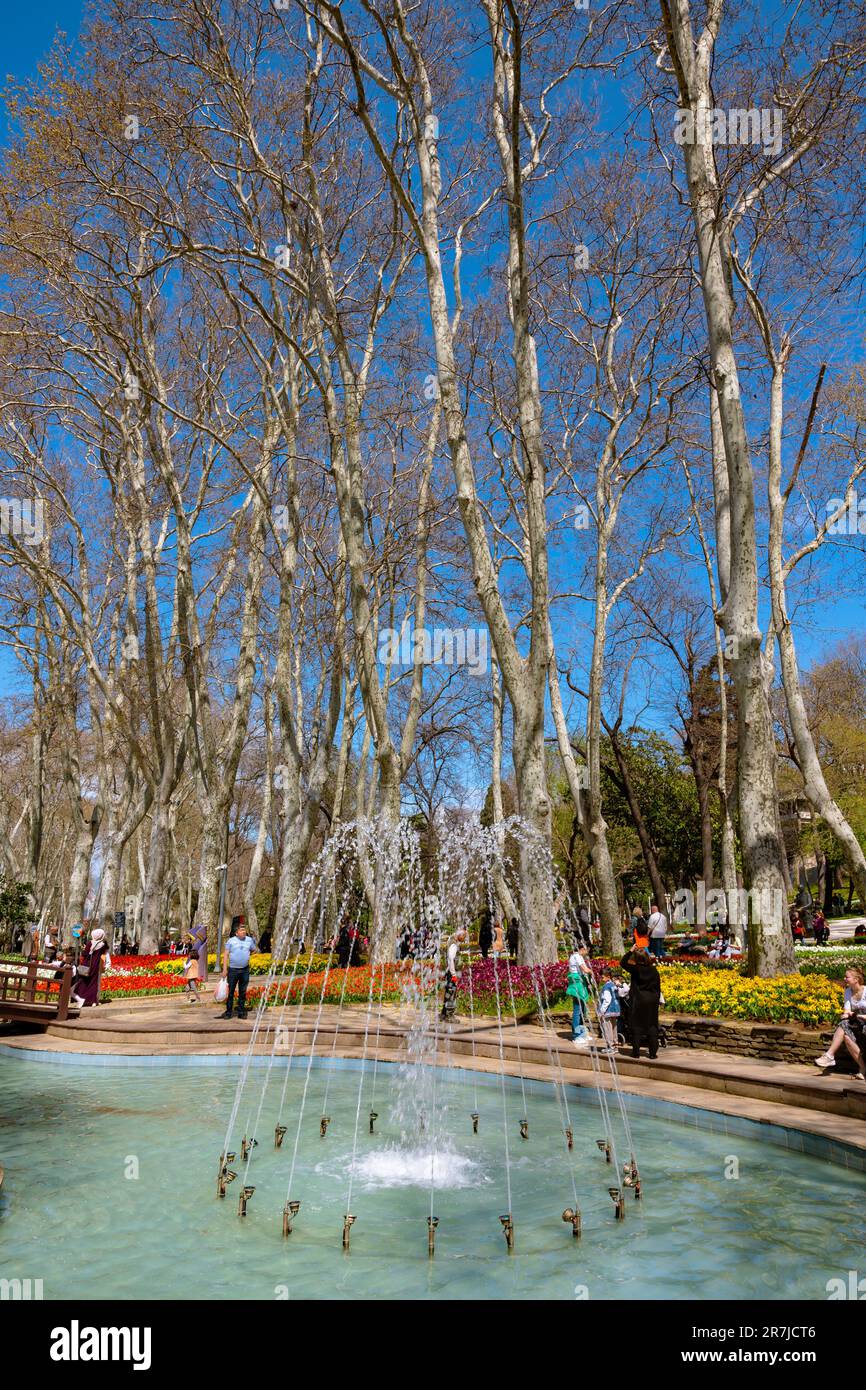 People in Gulhane Park. Public parks of Istanbul. Istanbul Turkiye - 4. ...