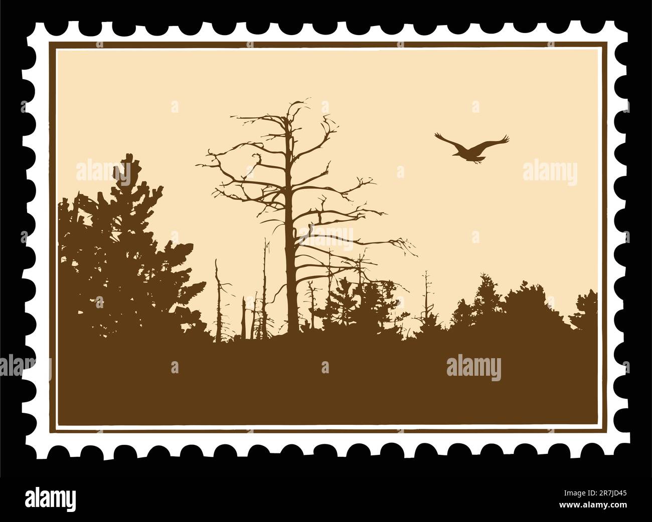 vector silhouette of the bird on postage stamps Stock Vector Image ...
