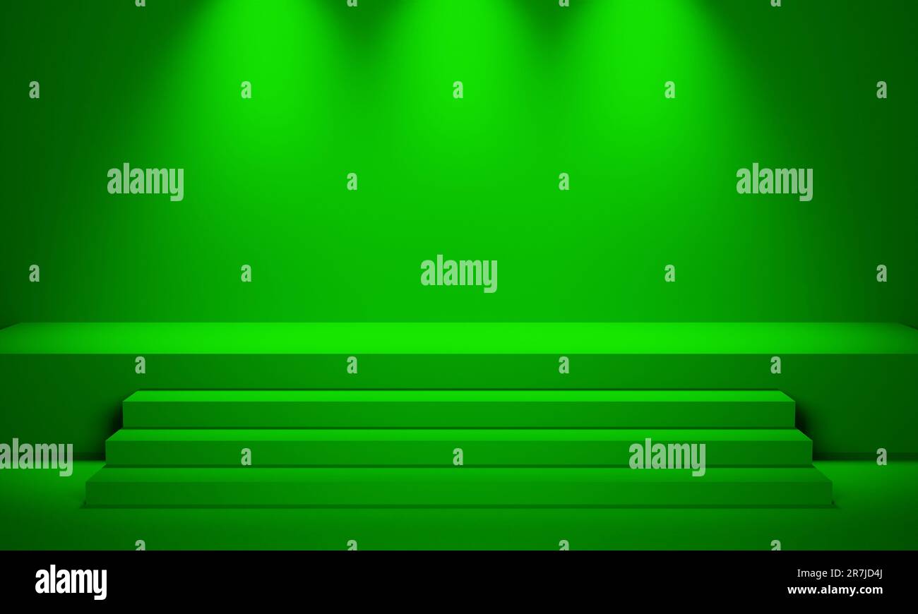 3d rendered green stair stage backdrop Stock Photo - Alamy