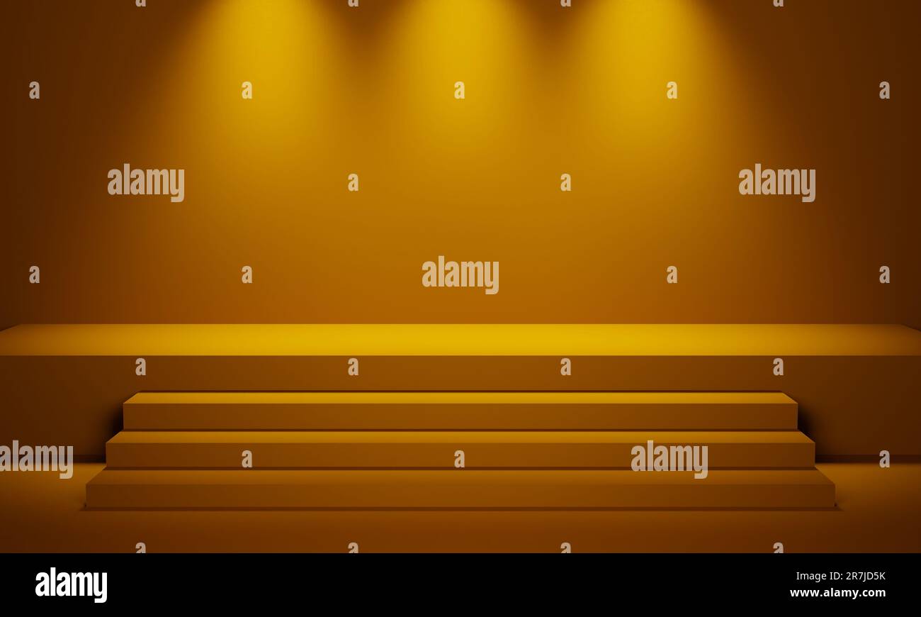 3d rendered orange stair stage backdrop Stock Photo - Alamy