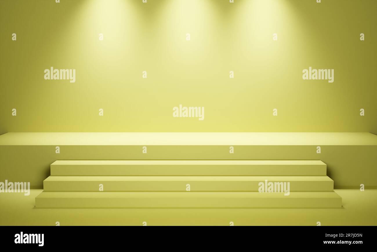 3d rendered yellow stair stage backdrop Stock Photo - Alamy