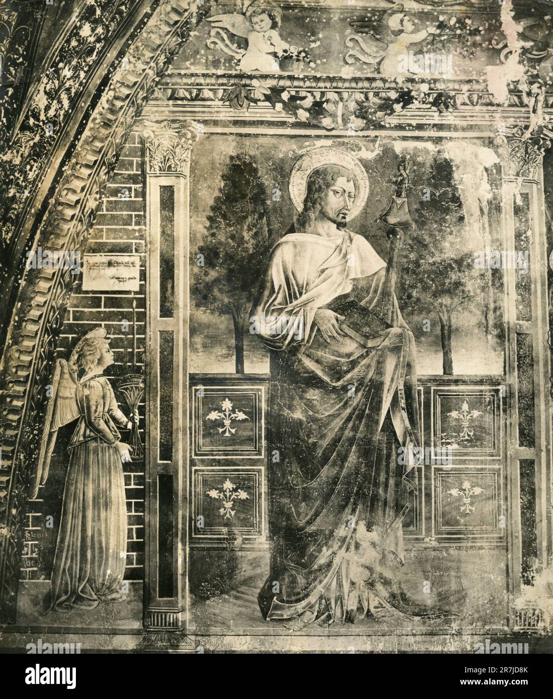 St. James Apostle, frescoe in the Pilgrims Chapel, Assisi, Italy 1900s ...