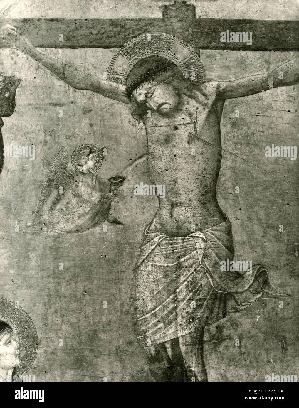 Detail of Jesus Christ on the cross, painting by Italian artist Maestro ...