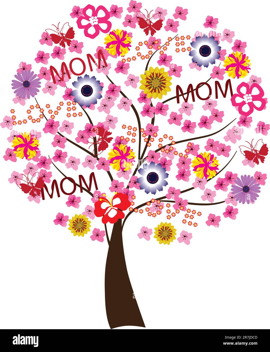 Vector illustration of mother's day tree Stock Vector Image & Art - Alamy