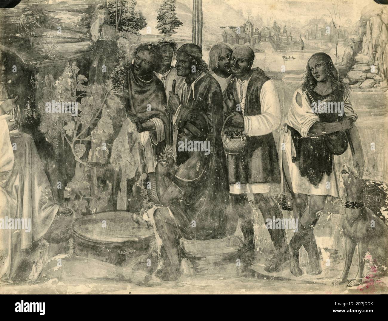 Detail from the painting Saint Benedict teaching Christianity to the ...