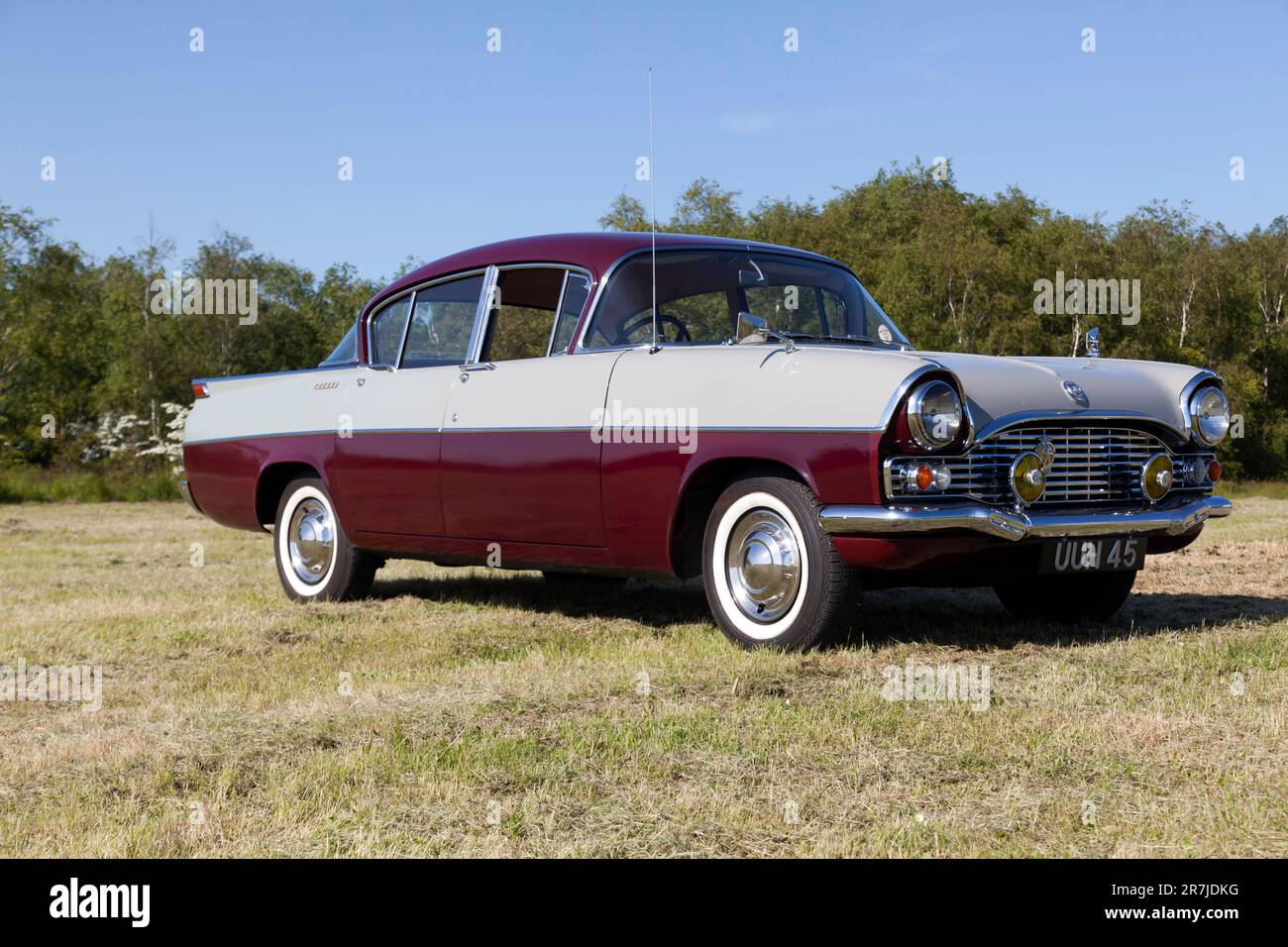 Three-quarter front view of a Grey and Brown, 1960, Vauxhall Cresta PA ...