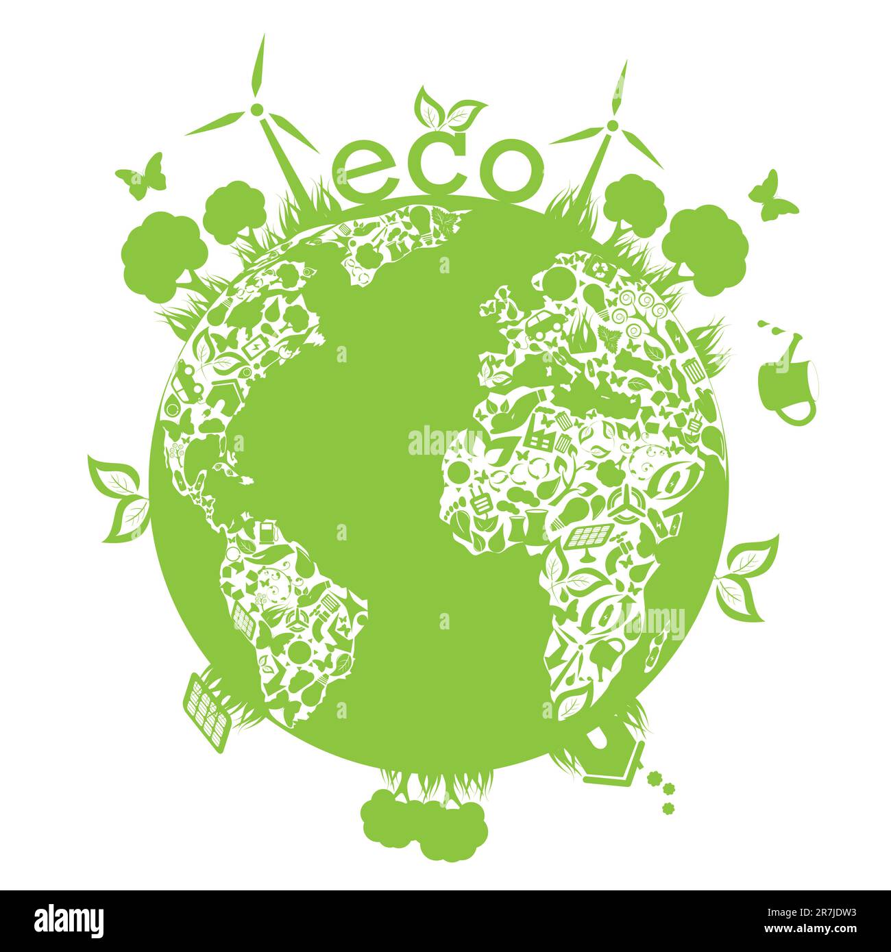 Eco symbols in green world Stock Vector Image & Art - Alamy
