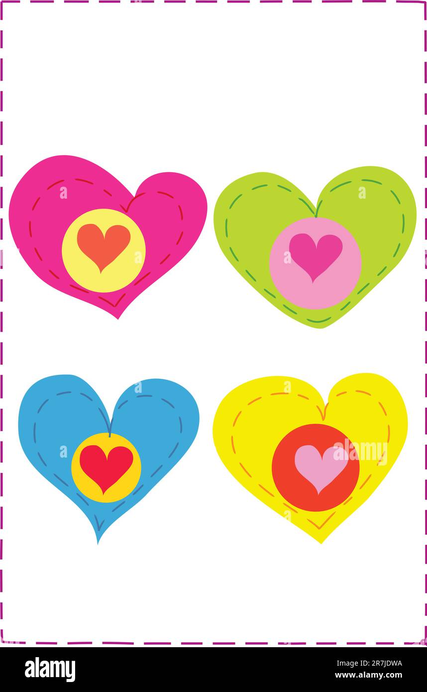 four beautiful bright heart on white background Stock Vector Image ...