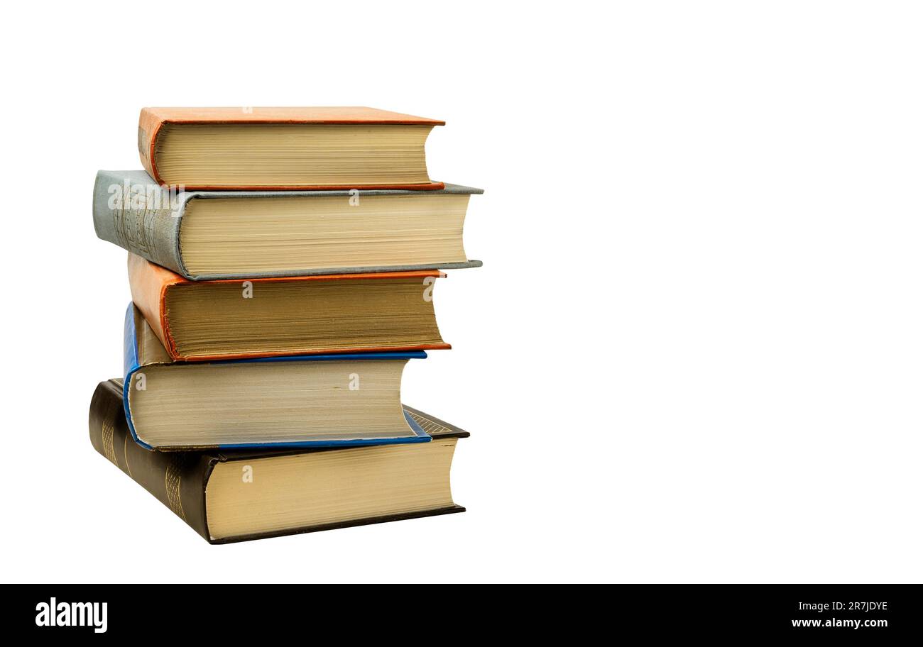 A pile of old books isolated on white background Stock Photo - Alamy