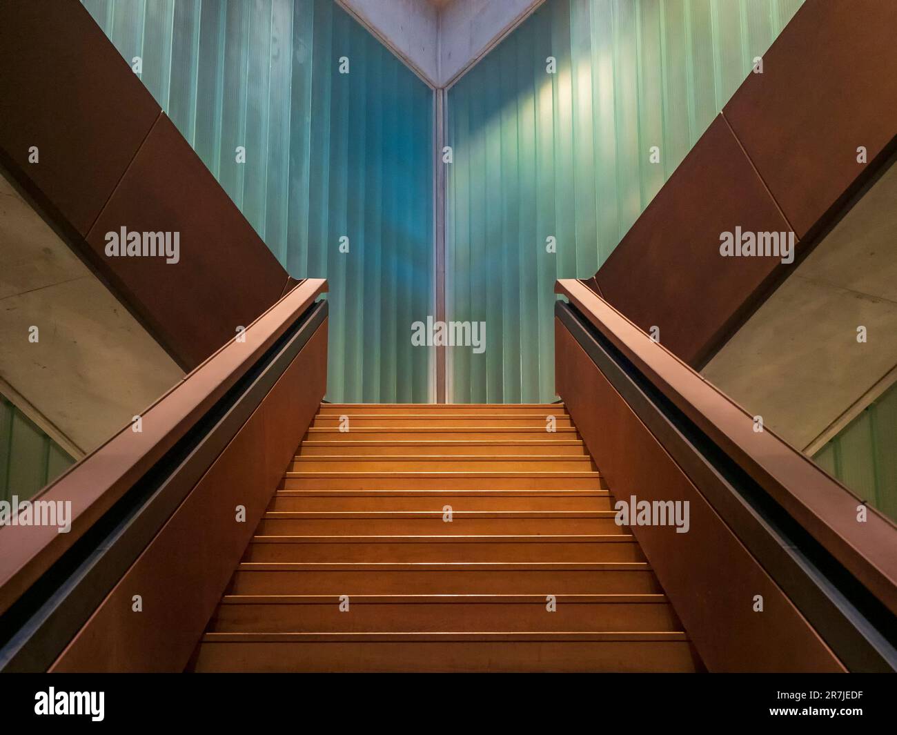 Large illuminated central staircase Stock Photo - Alamy