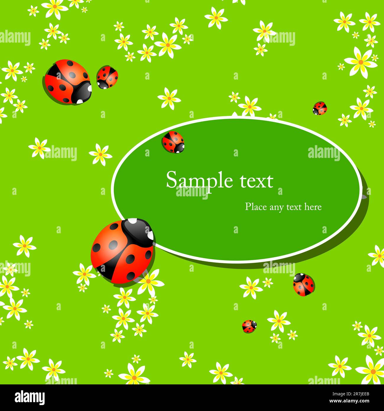 Vector spring background with small flowers and ladybugs Stock Vector ...