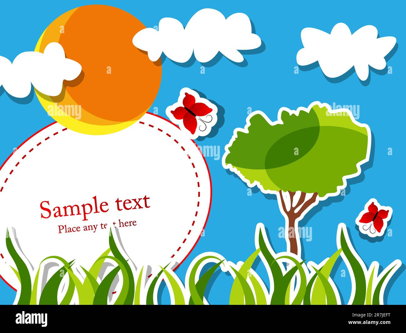 Vector cute landscape with butterflies Stock Vector Image & Art - Alamy
