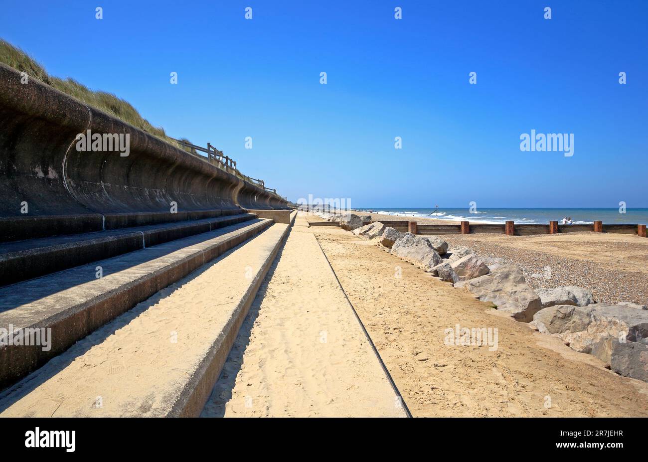 A view westwards by the sea wall showing the various types of sea ...