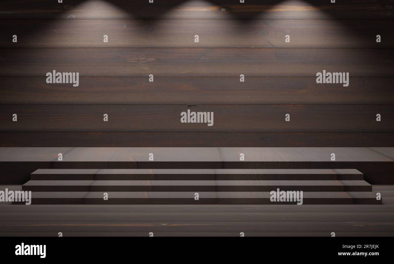 stage backdrop wooden texture 3d rendering for product display Stock ...