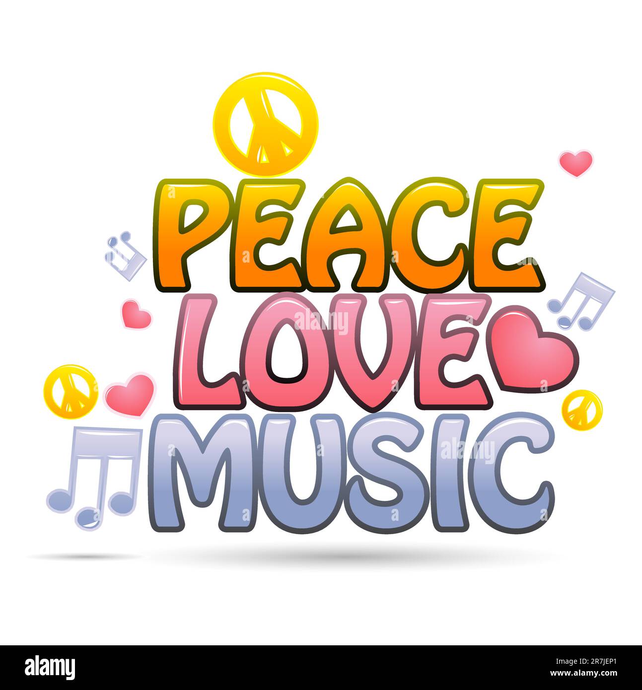 illustration of peace love music on white background Stock Vector Image ...