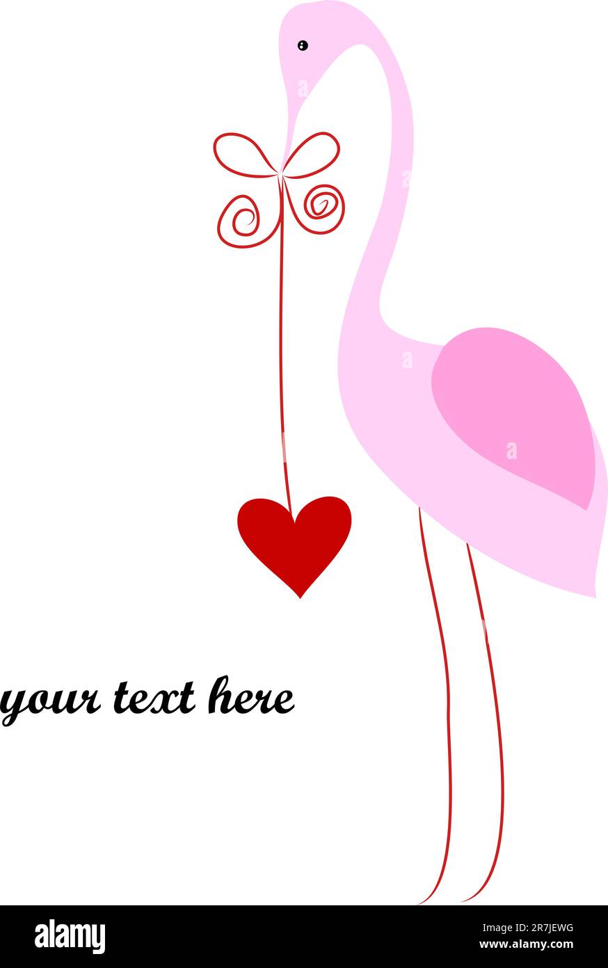 vector flamingo on white background with heart Stock Vector Image & Art ...
