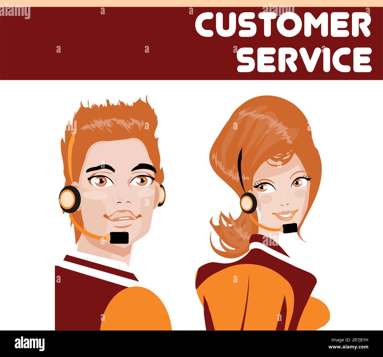 Support, help/ Man and woman portrait of service workers /Stock Vector ...