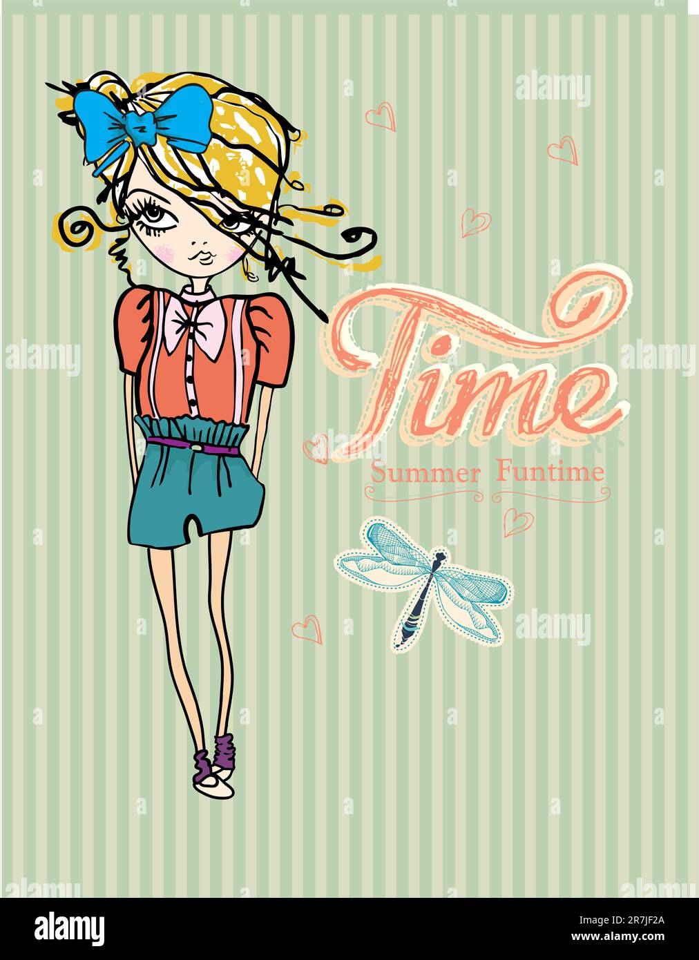 hyperactive girls illustration sketch drawing penciled vector Stock ...