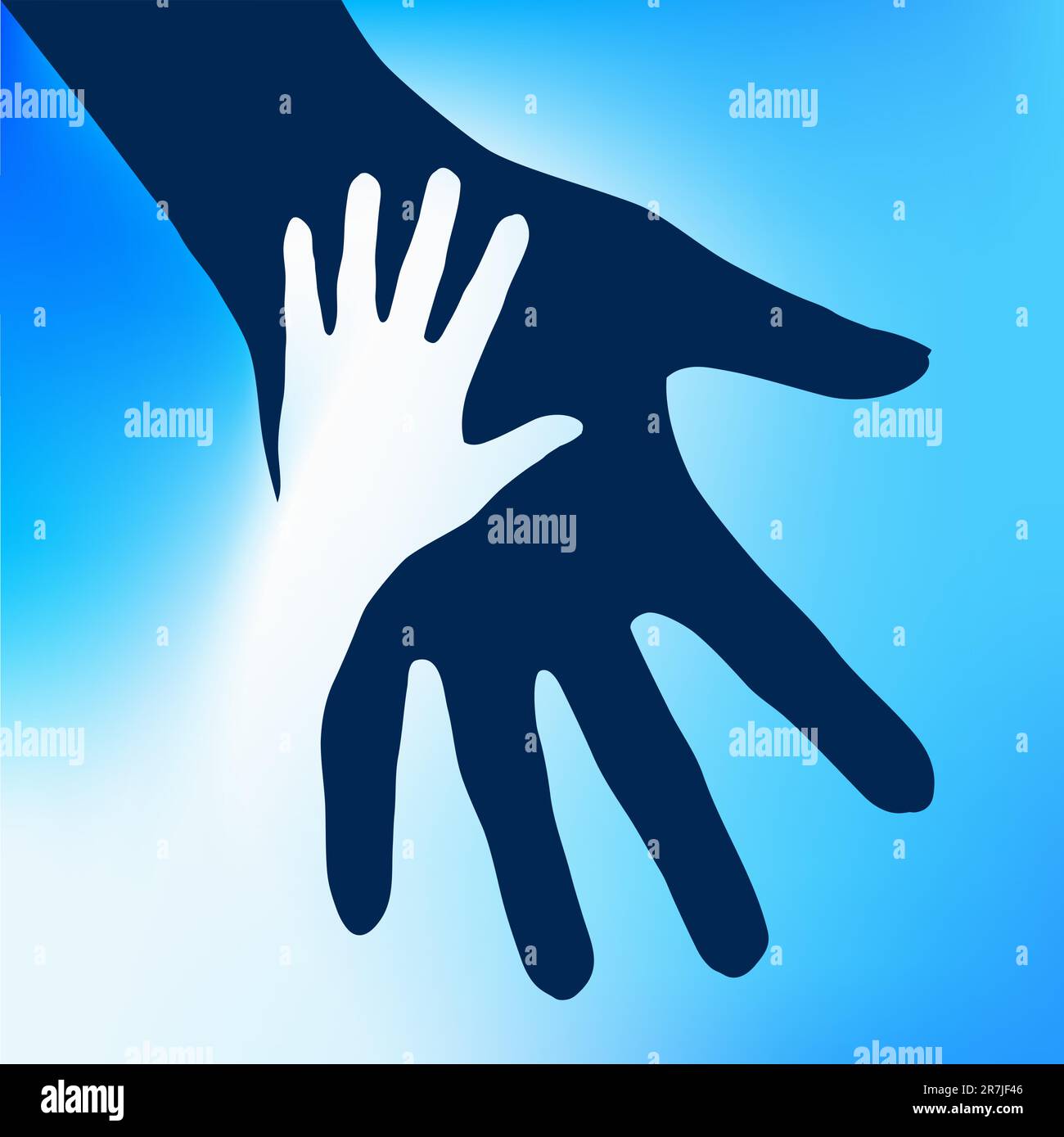 Helping Hands Child. Illustration on blue background for design Stock ...