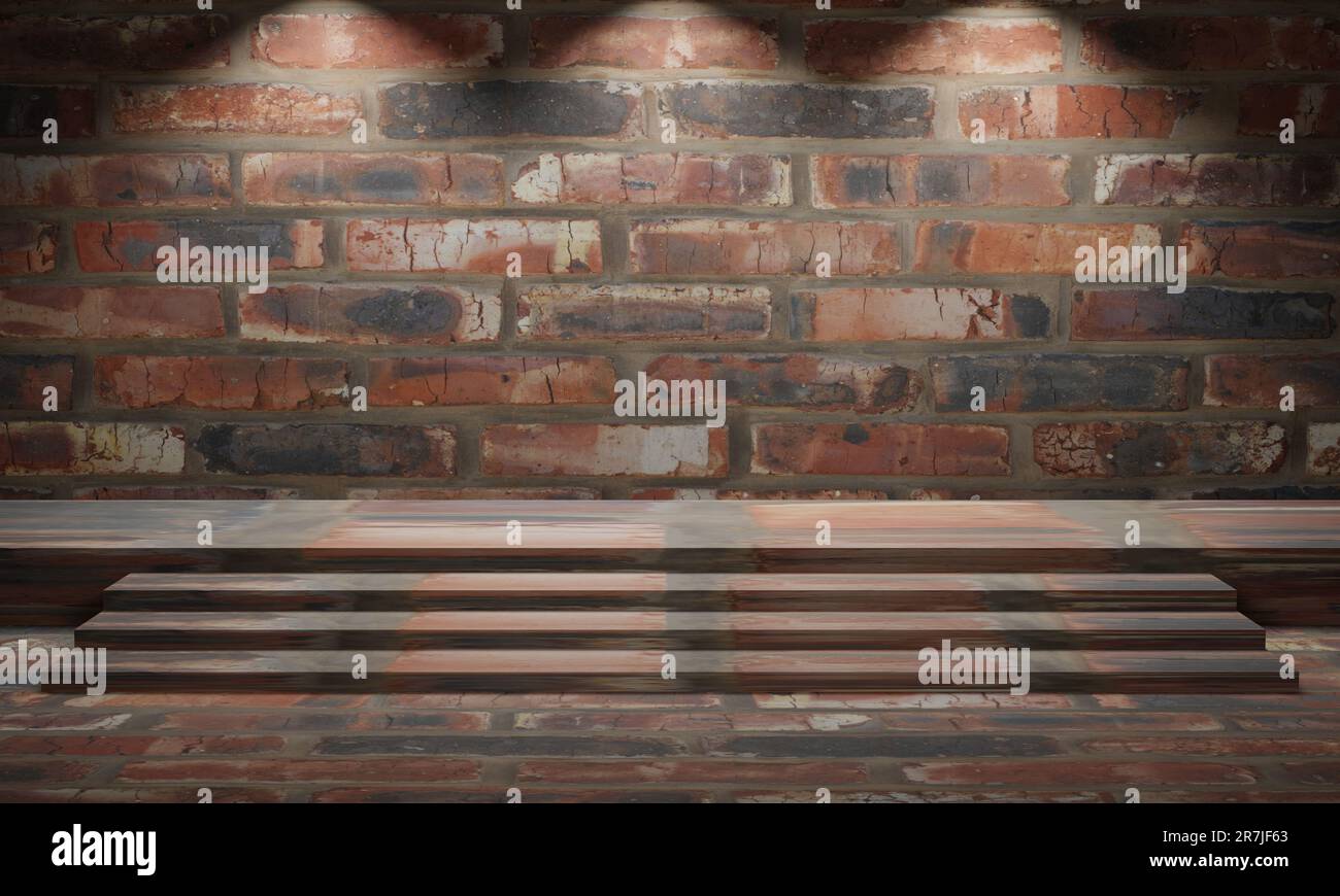 stage backdrop red brick texture 3d rendering for product display Stock ...