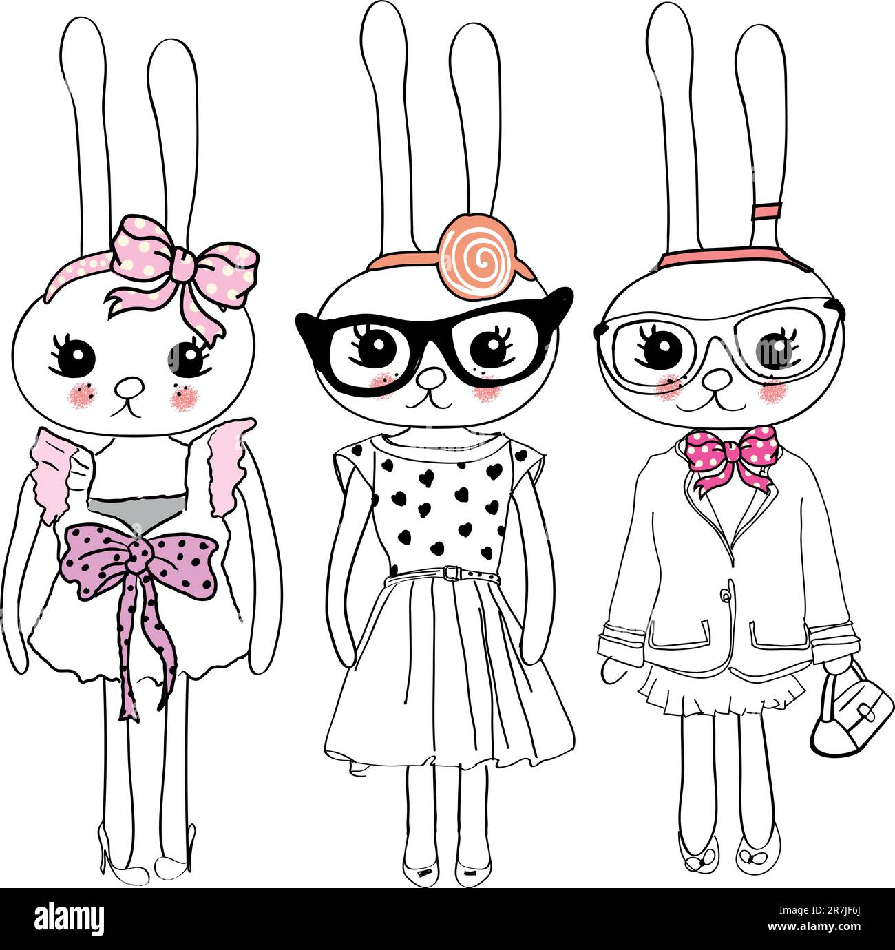 fashion illustration rabbits illustration sketch drawing vector Stock ...