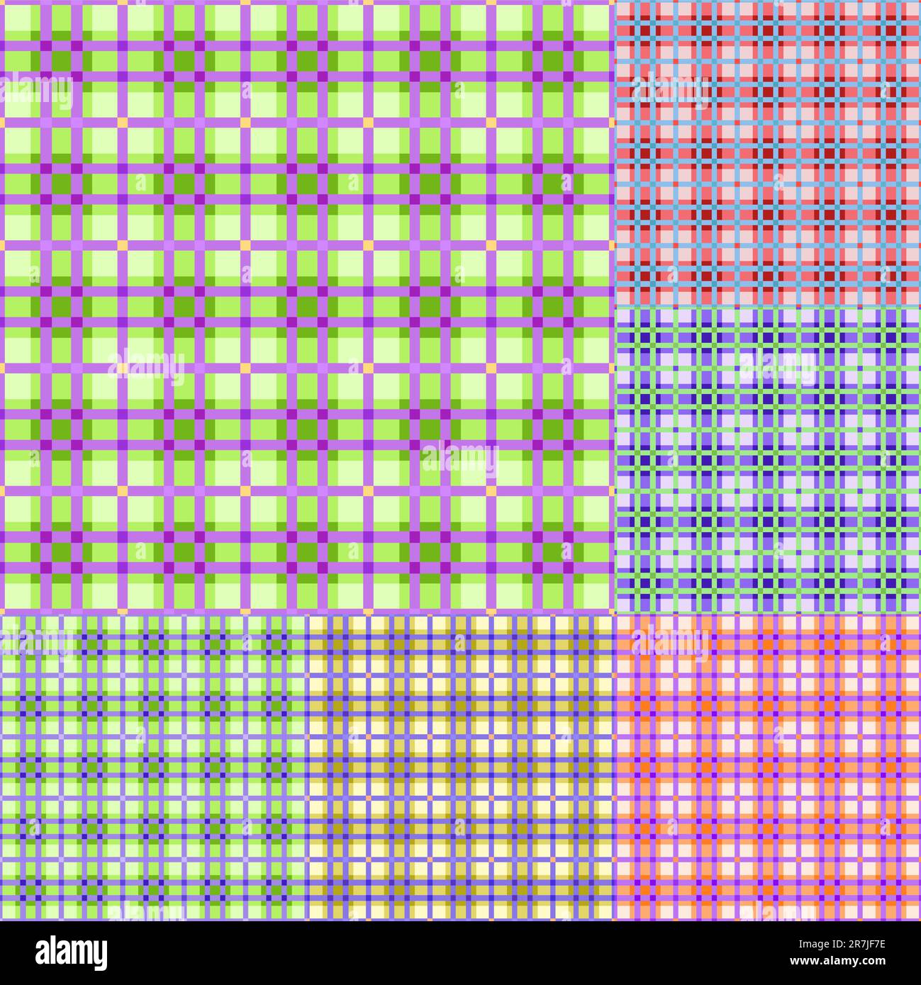 Plaid colorful seamless pattern set. Vector illustration Stock Vector ...