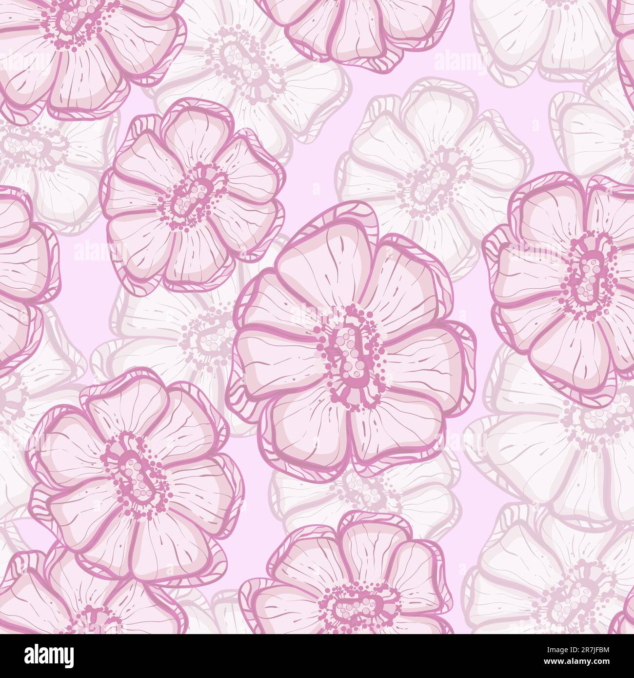 vector seamless background with abstract sakura flowers, clipping masks ...