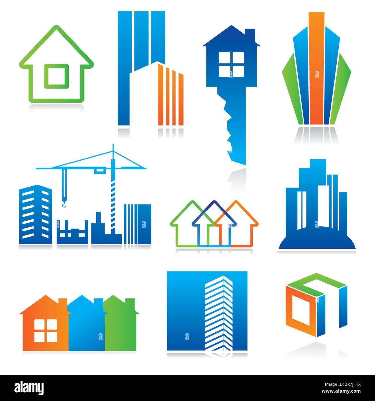 Collection of templates icons - Building of and real estate. Abstract ...