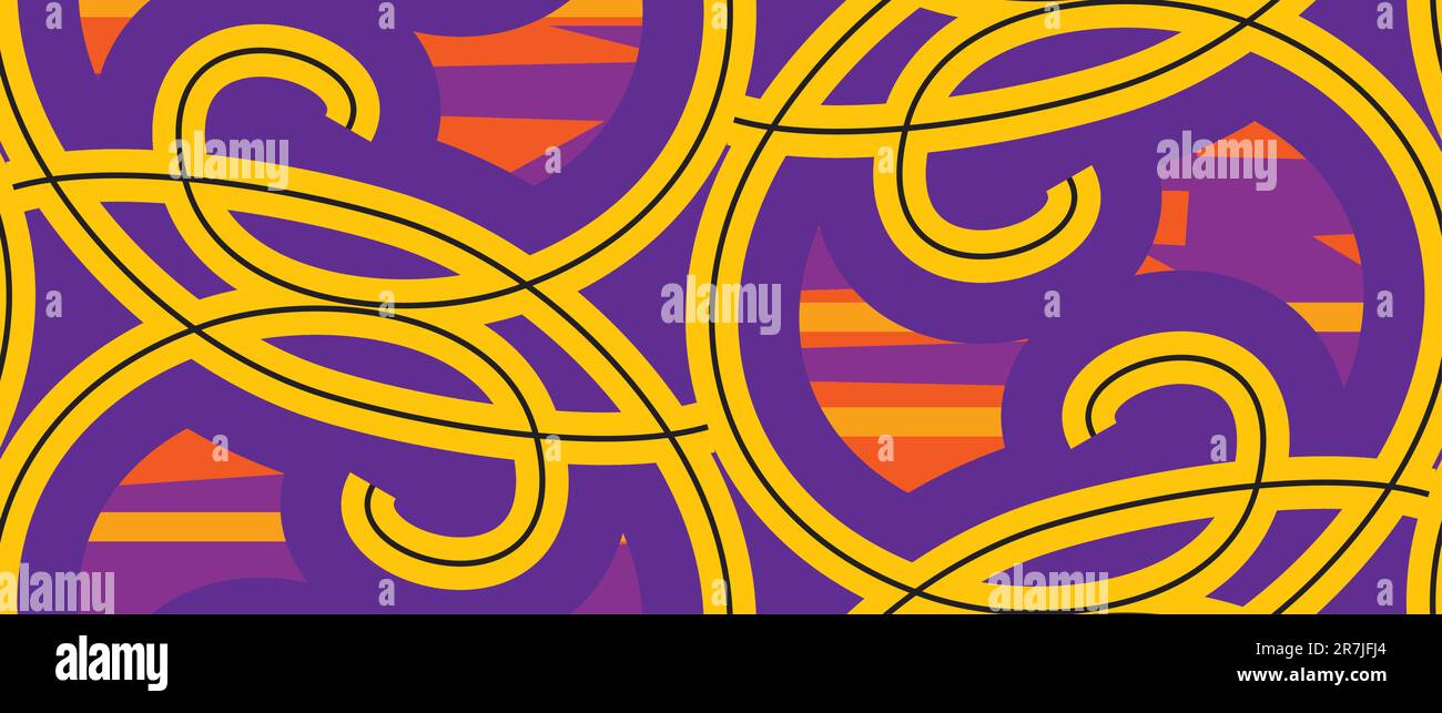 Seamless wallpaper pattern with yellow and purple loops Stock Vector ...
