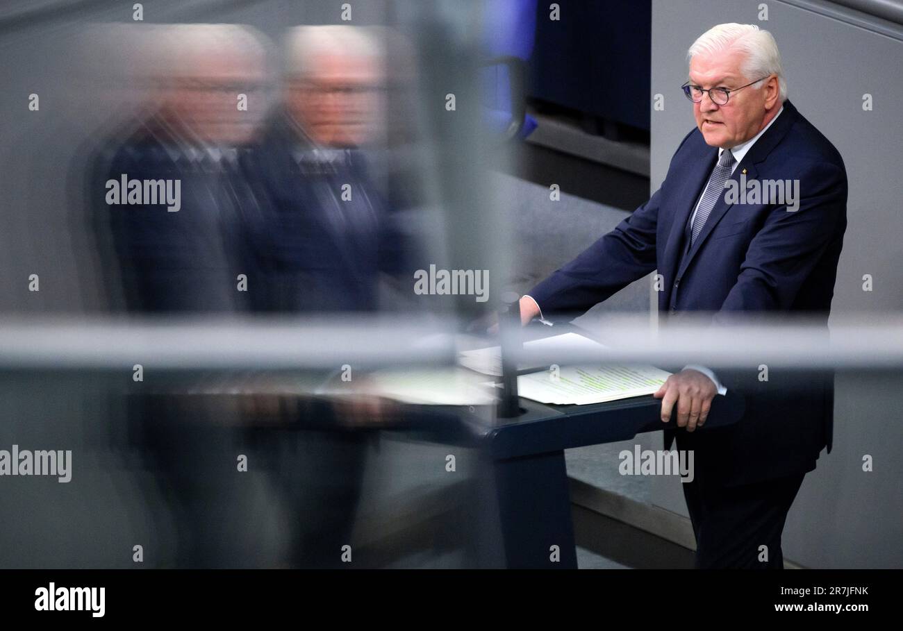 German President Frank-Walter Steinmeier speaks during a commemoration ...