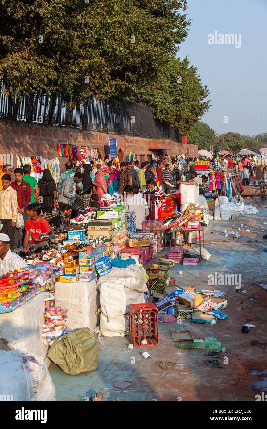 New Delhi, India - November 17, 2011: people at Meena Bazaar in Chandni ...