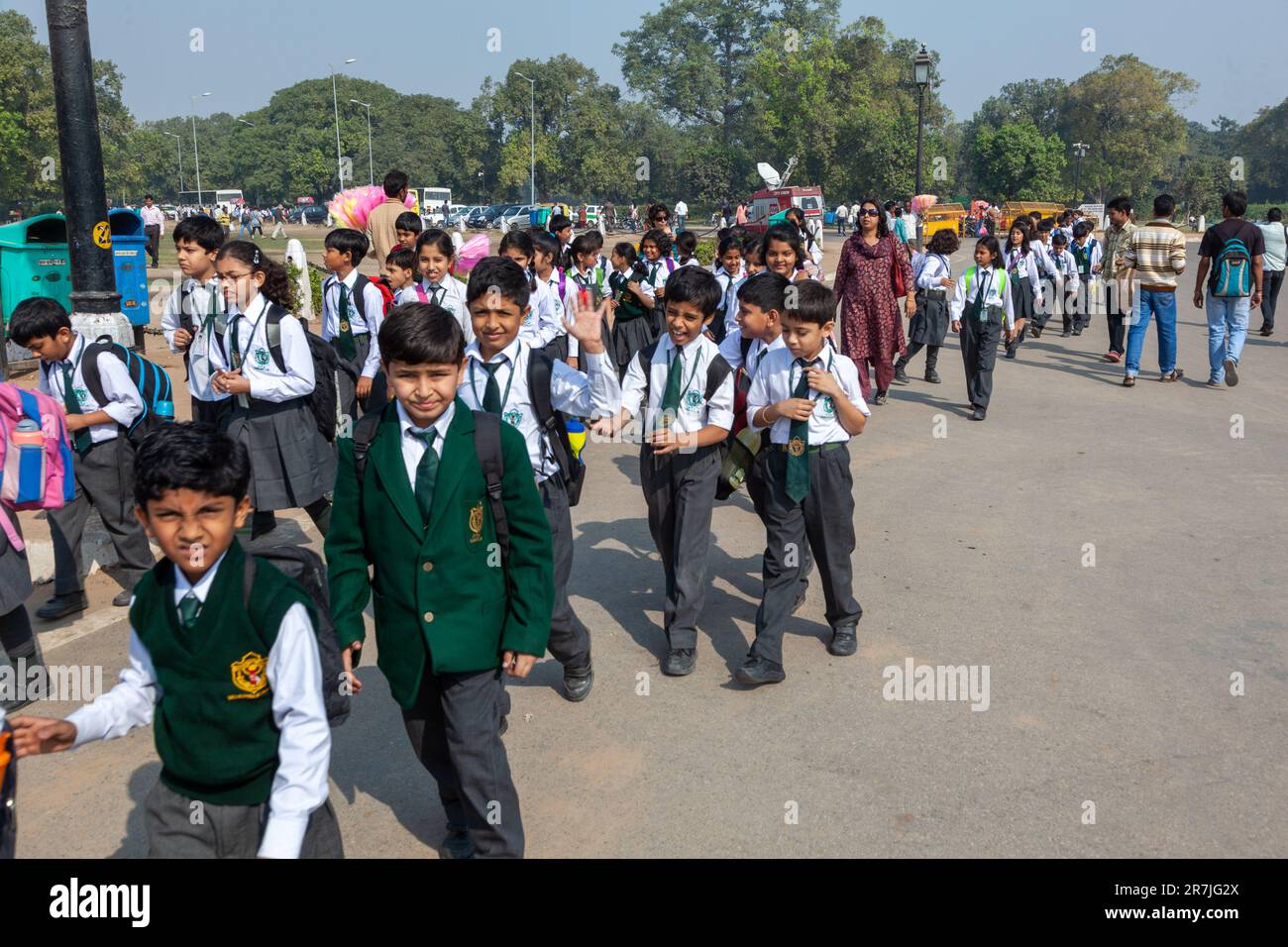 New Delhi, India - November 17, 2011: children at india gate in school ...