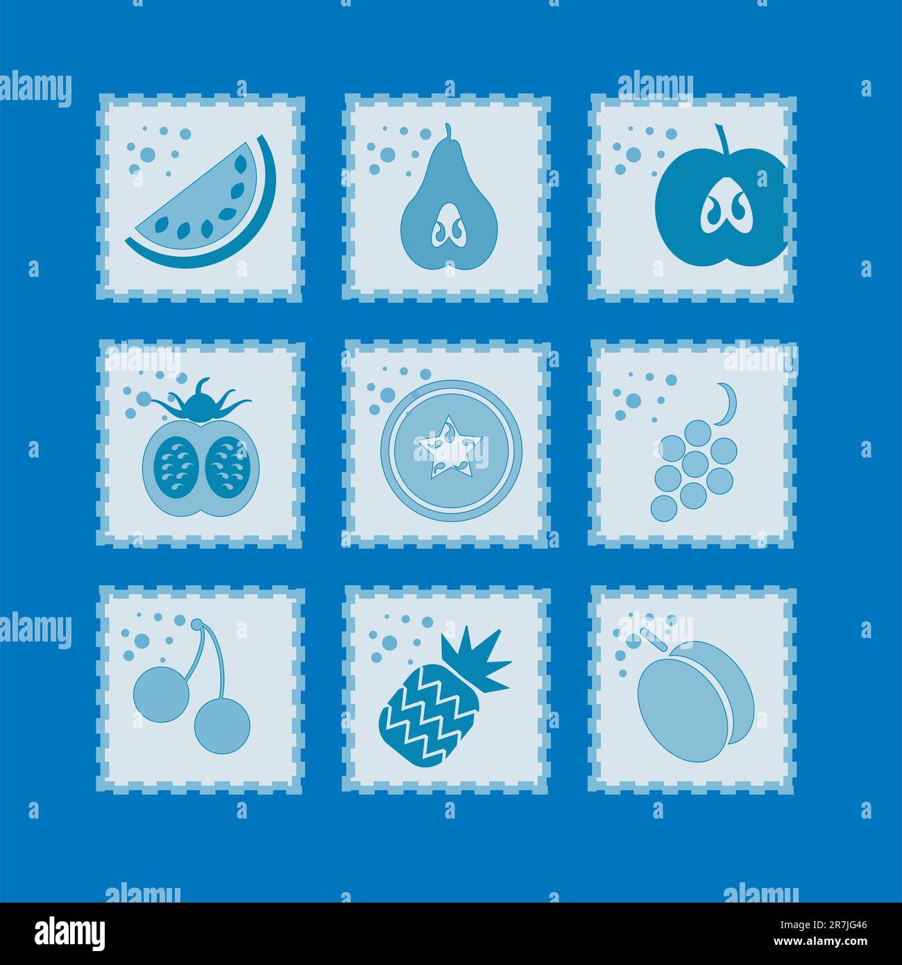 Fruit stamp vector collection /Fruits Collection - Set of Various ...