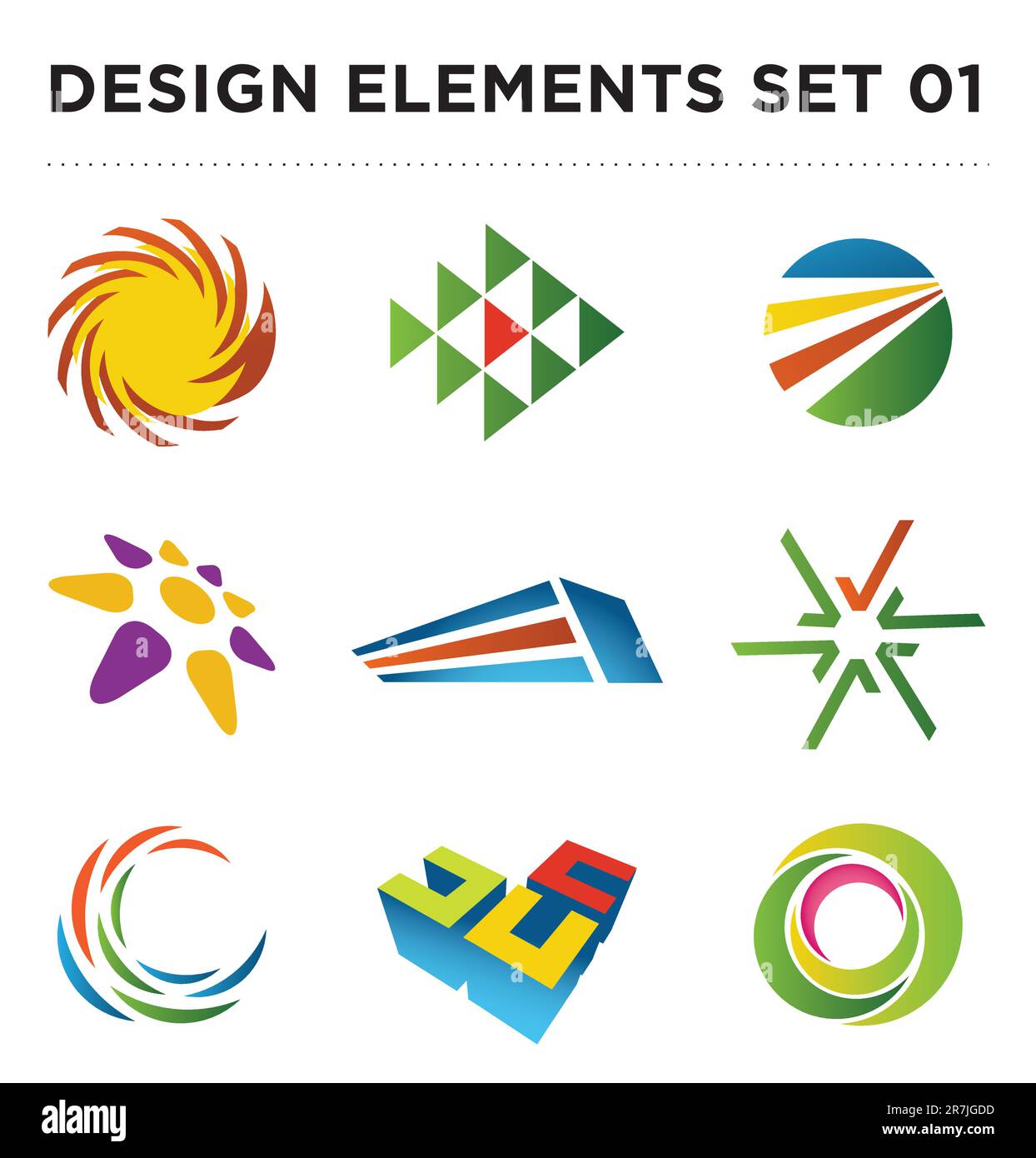 Set of colorful and abstract design elements / symbols / logos / icons ...