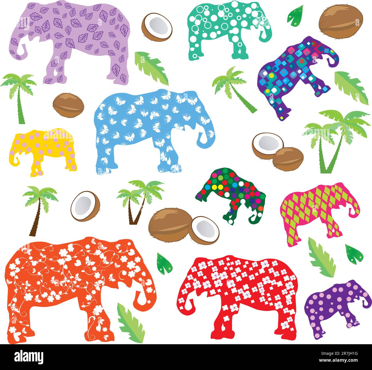 Vector illustration of elephants with patterns Stock Vector Image & Art ...