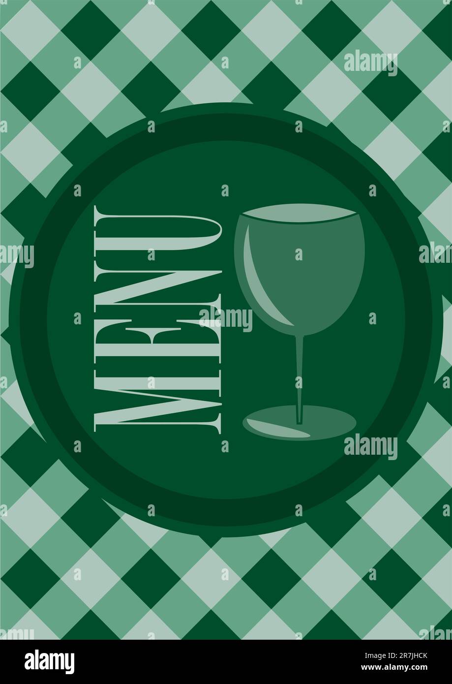 Menu Card Design - Menu Sign and Wine Glass Symbol on Dark Green ...