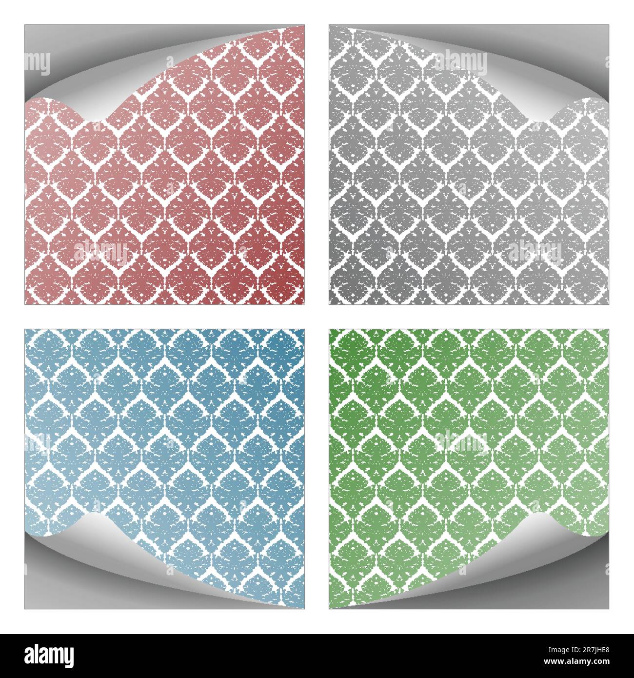 damask curly paper notes collection over white background, abstract ...