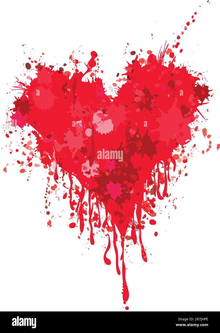 Grunge heart ink blood vector. Love splash splatter illustration Stock ...