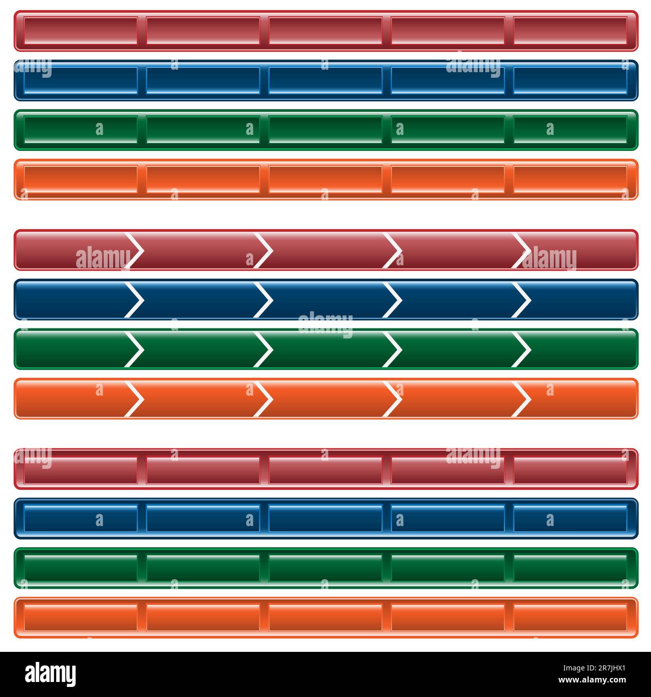 Web button navigation bars, 3 different sets in 4 colors. Isolated on white Stock Vector Image ...