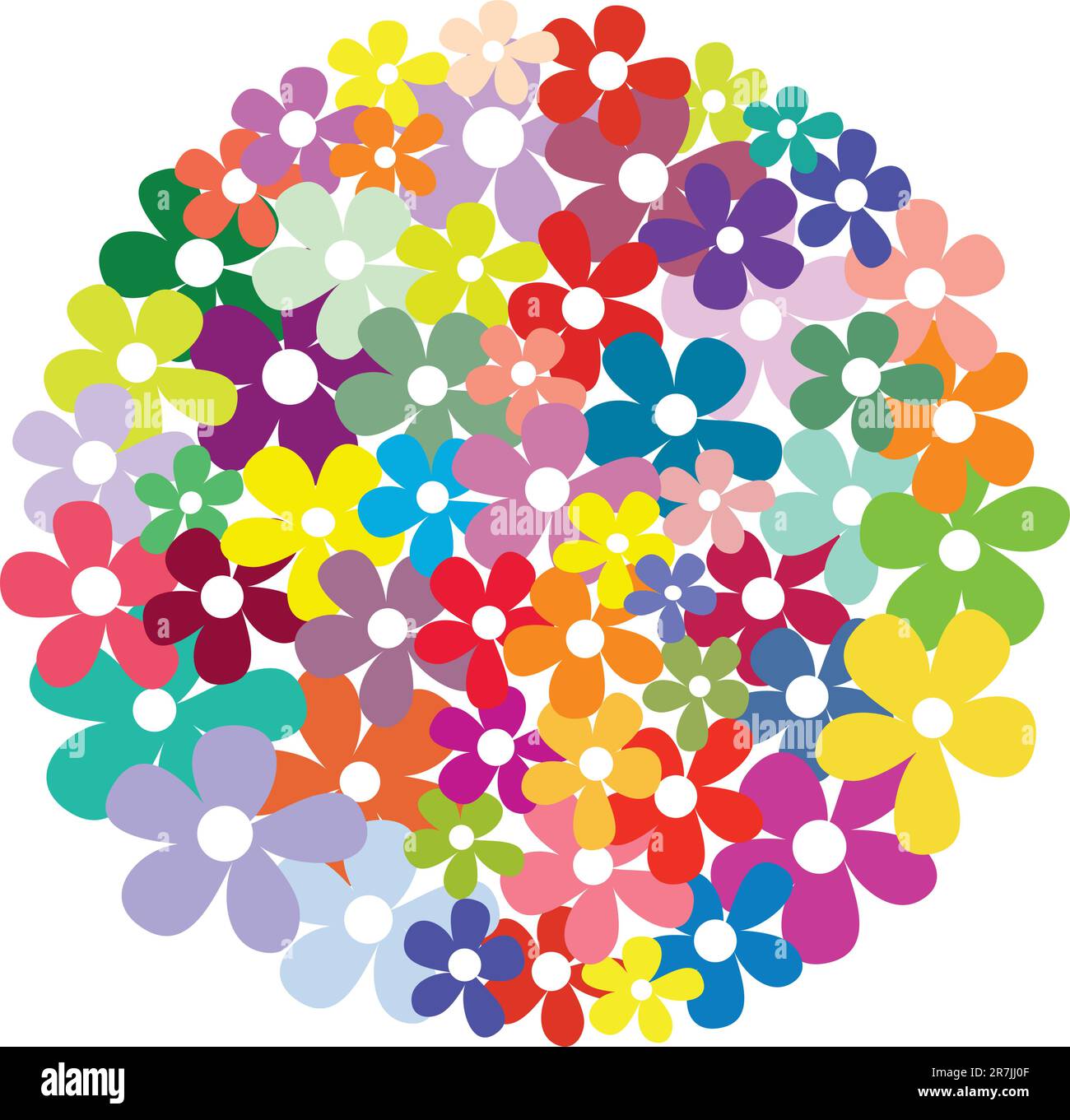 many beautiful bright flowers on white background Stock Vector Image ...